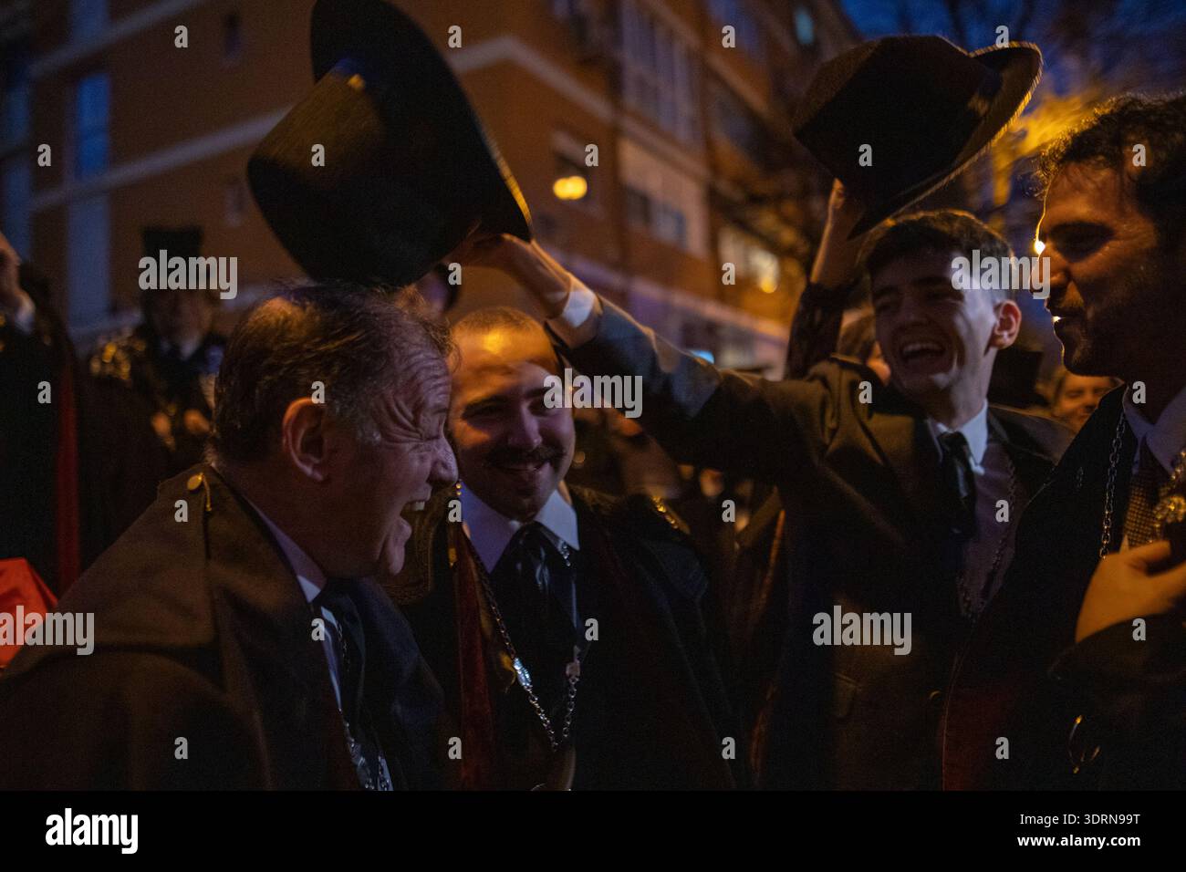 Members of the Merry Brotherhood of the Burial of the Sardine display ...