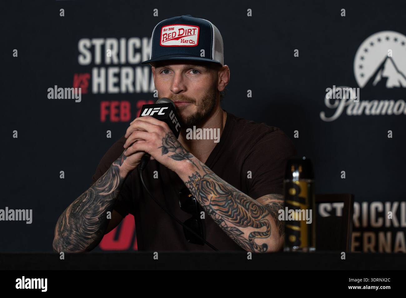Zachary Reese speaks during the UFC Fight Night Media Day at the Westin ...
