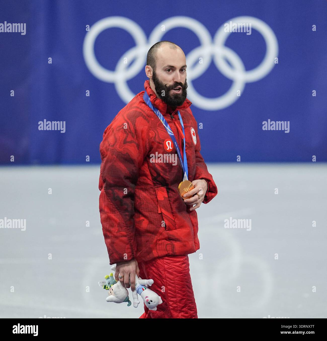 Milano, Italy. 18th Feb, 2026. Steven DUBOIS (CAN) reacts after winning ...