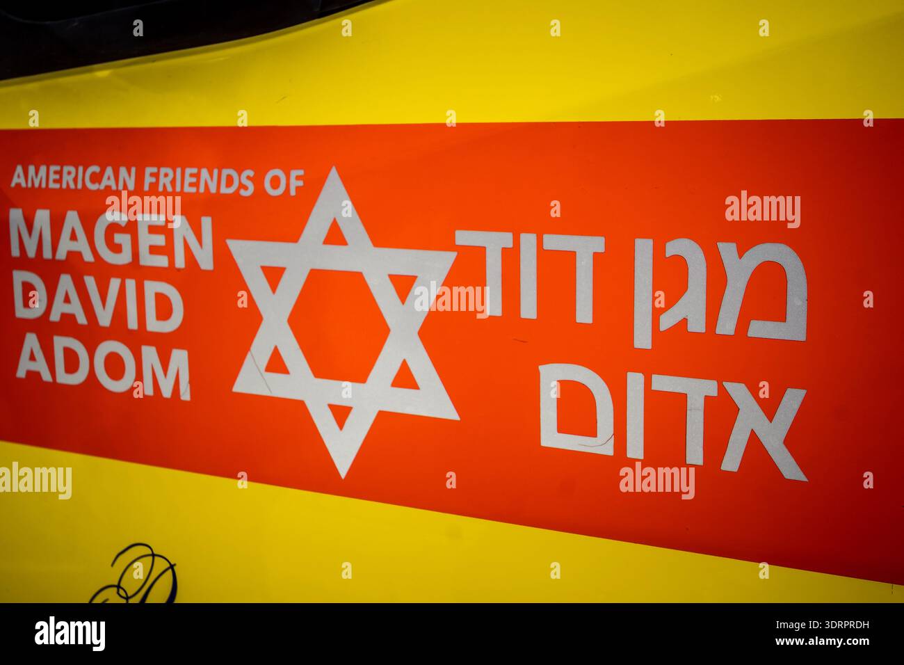 Jerusalem, Israel - February 19, 2026 Magen David Adom (MDA) ambulance ...