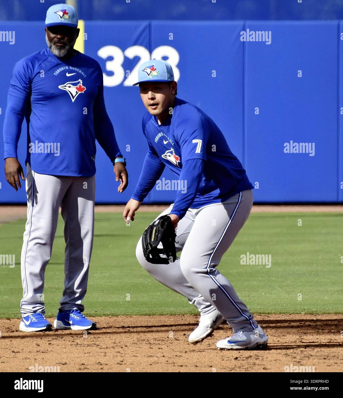 Kazuma Okamoto of Toronto Blue Jays (TOR) took part in a training camp ...