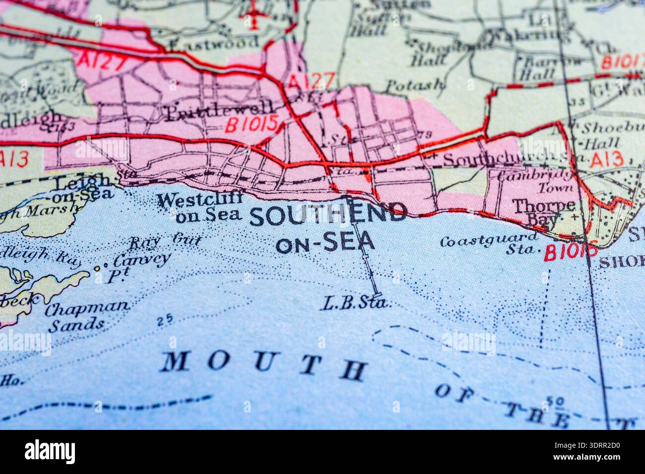 Early 1970s map of UK. Towns and villages around Southend on Sea, Essex ...