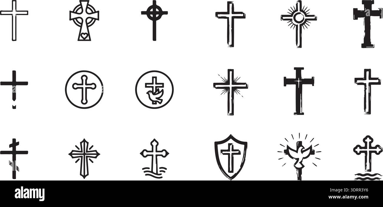 Christianity icon set faith Black and White Stock Photos & Images - Alamy