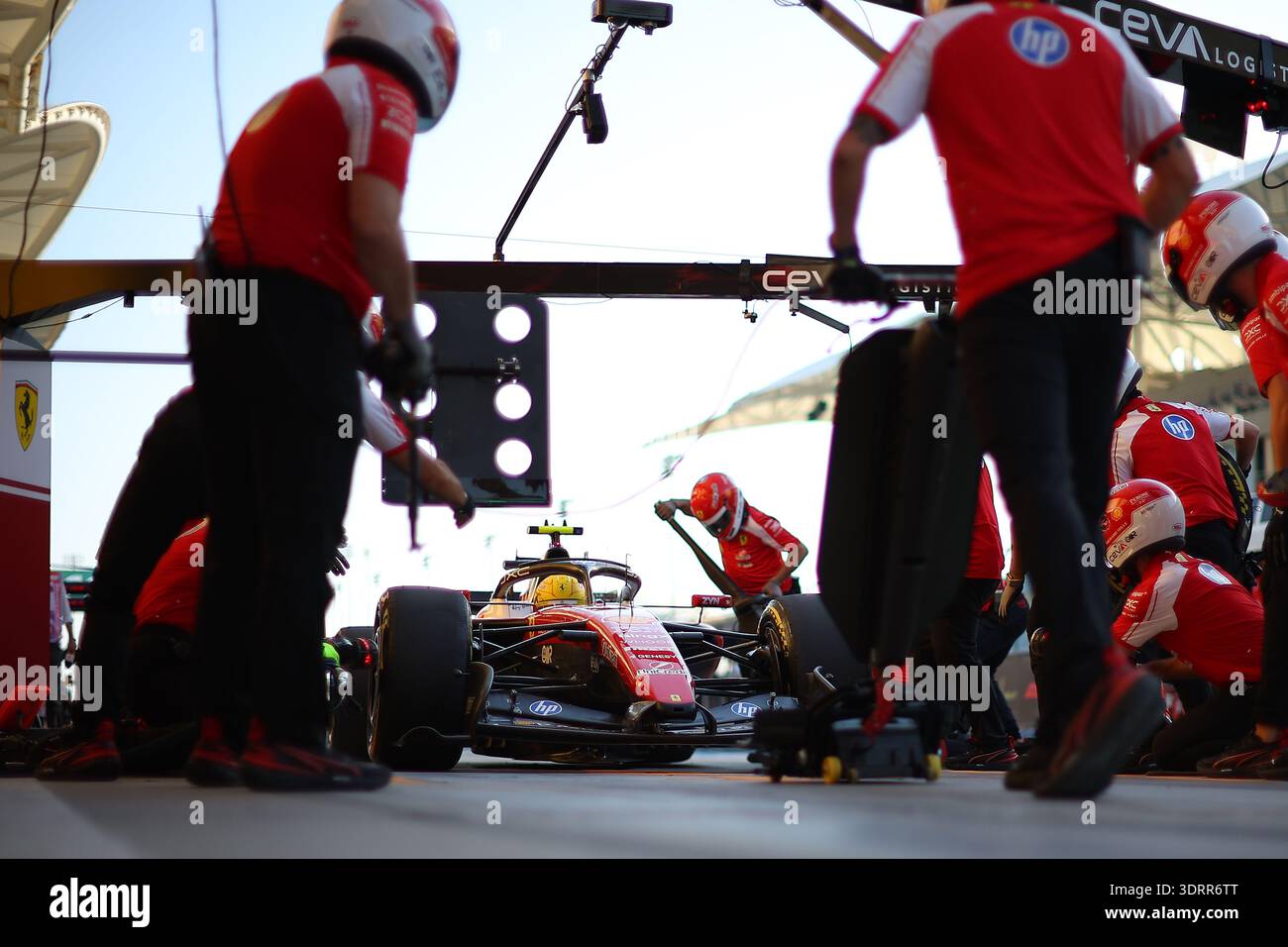 Lewis Hamilton of Scuderia Ferrari HP during pit stop during Day 4 of ...