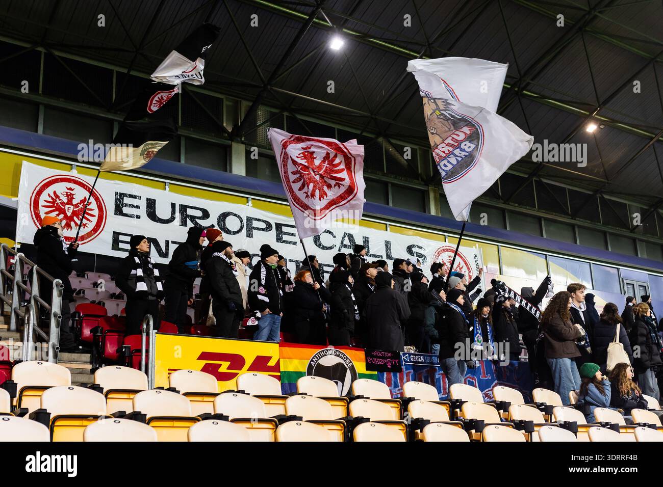 Farum, Denmark. 18th, February 2026. Football fans of Eintracht ...