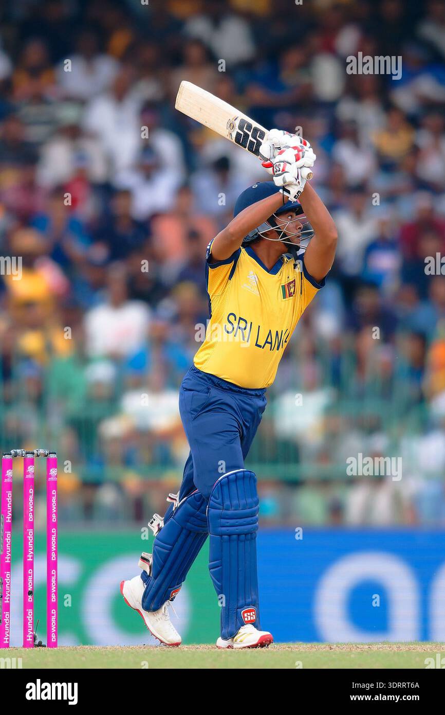 Colombo, Sri Lanka. 19th February 2026. Dunith Wellalage of Sri Lanka ...