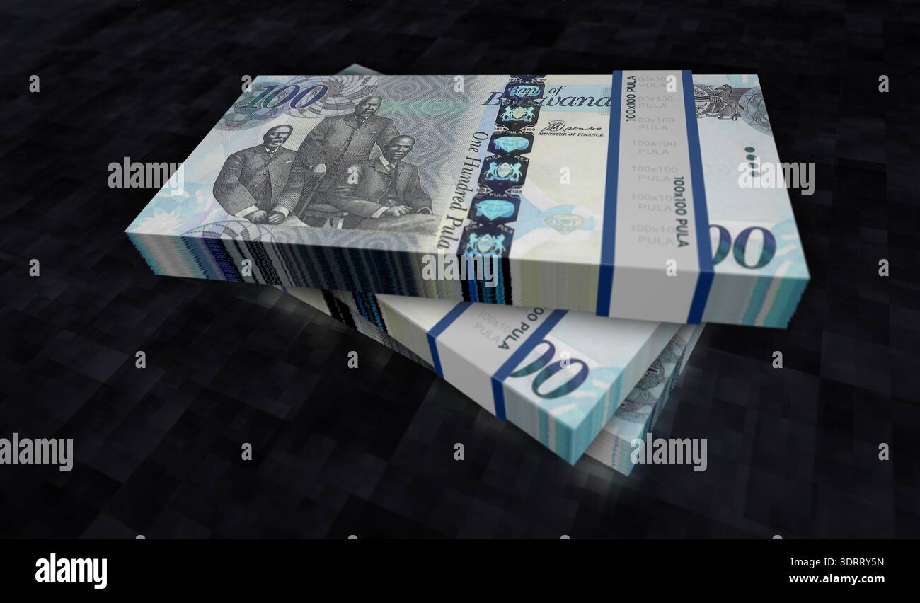 Botswana pula Botswanan money money pack 3d illustration. 100 BWP ...