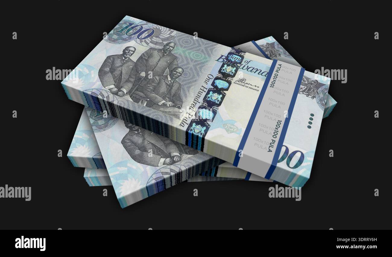 Botswana pula Botswanan money money pack 3d illustration. 100 BWP ...