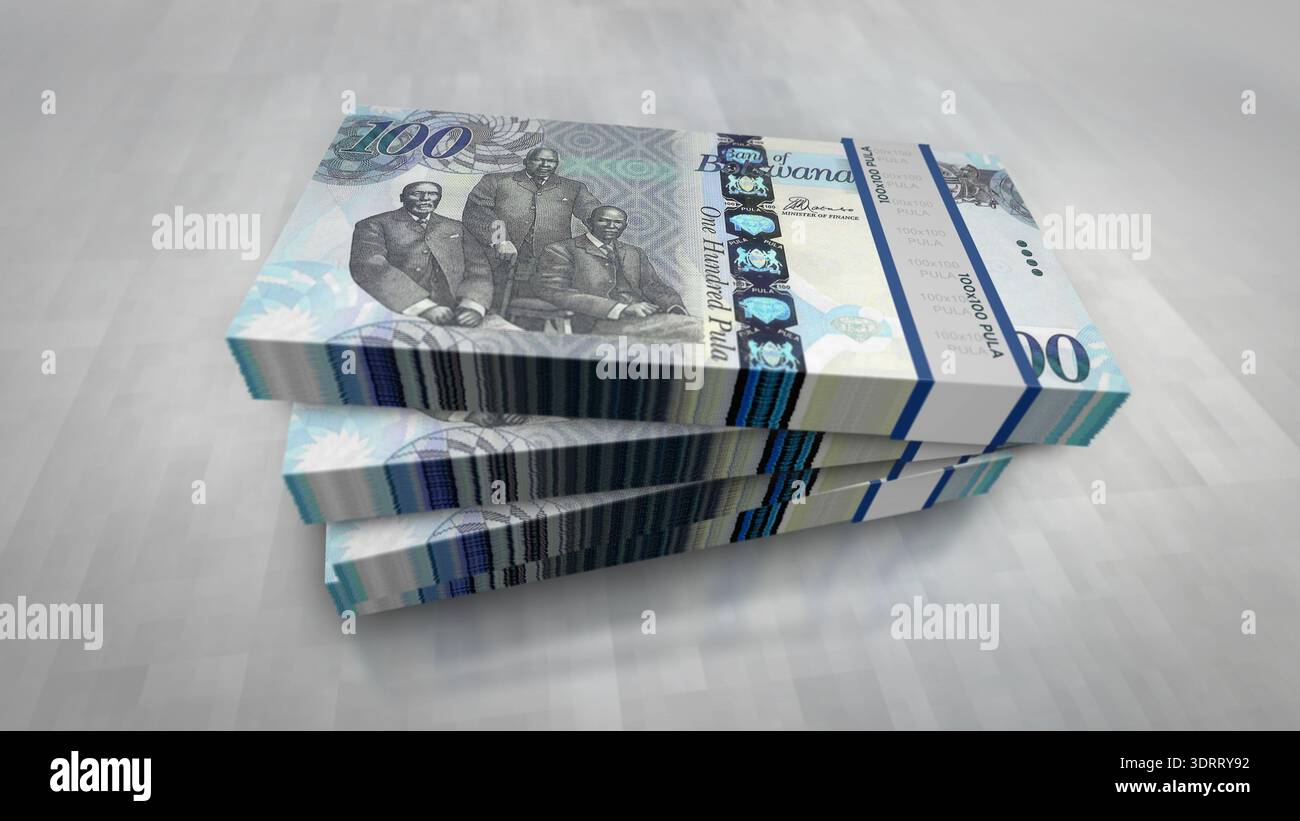 Botswana pula Botswanan money money pack 3d illustration. 100 BWP ...
