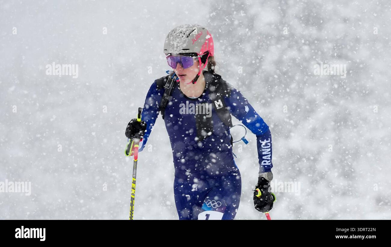 France's Emily Harrop during a ski mountaineering women's semifinal at ...