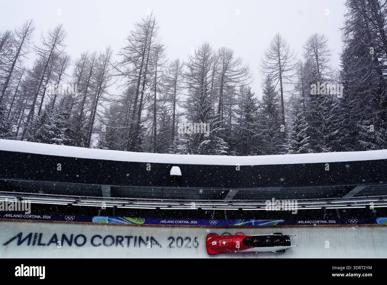 Switzerland pilot Timo Rohner during the Men's 4-man Bobsleigh training ...