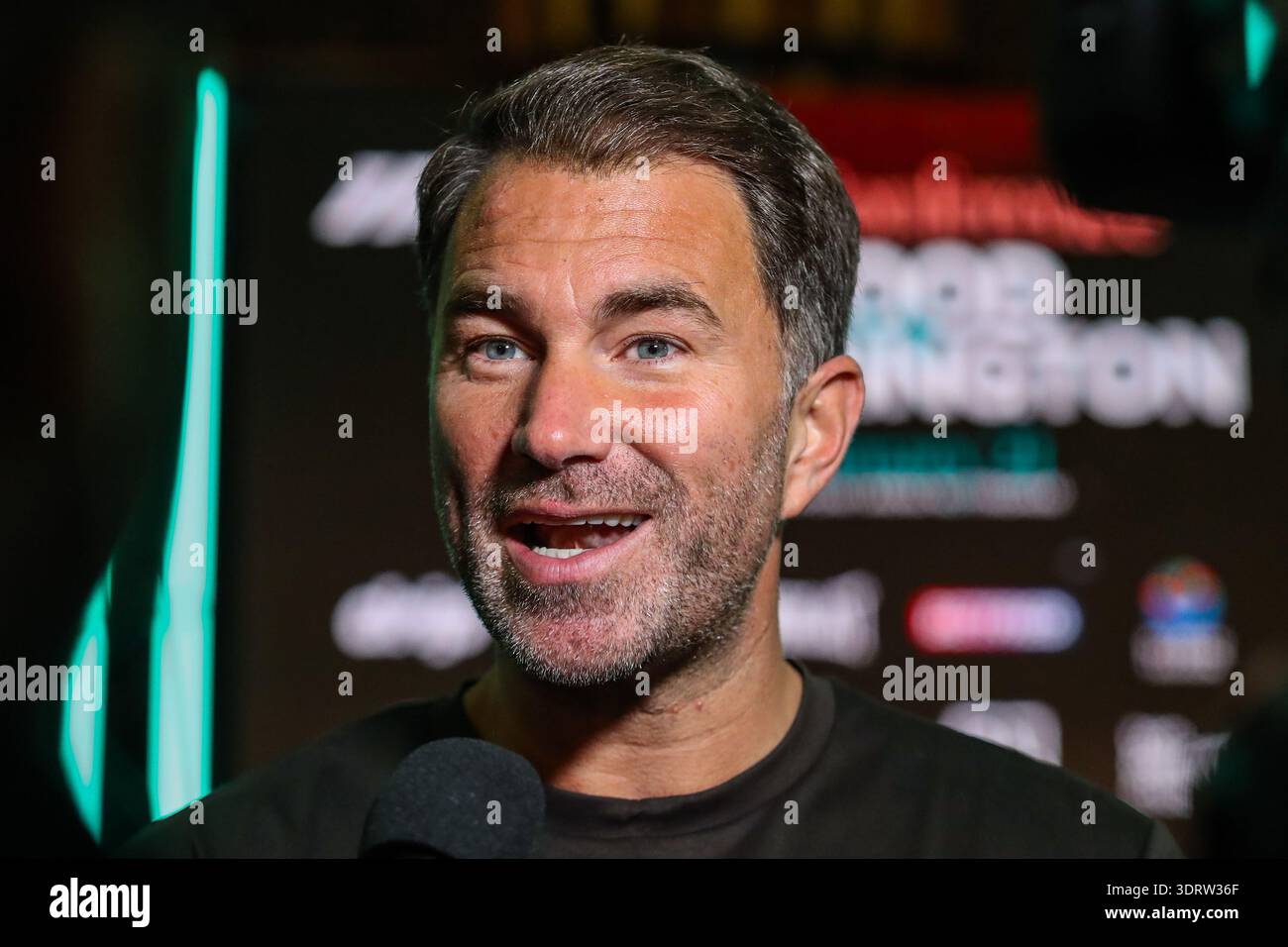 Eddie Hearn during the Press Conference ahead of the Leigh Wood v Josh ...