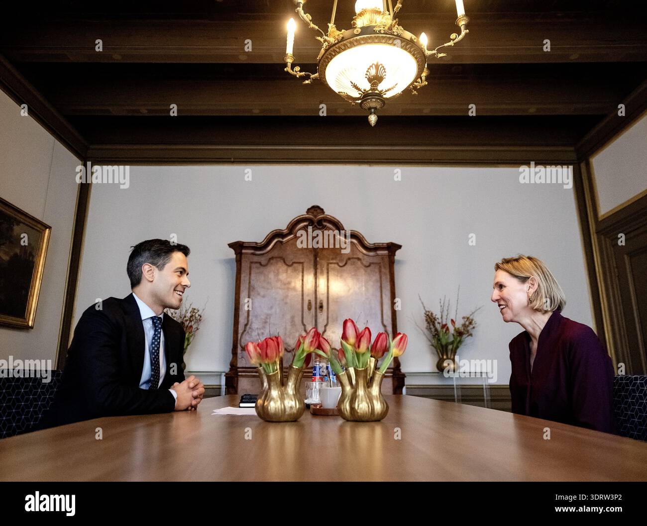 THE HAGUE – Formateur Rob Jetten (D66) receives Mirjam Sterk (CDA) at ...