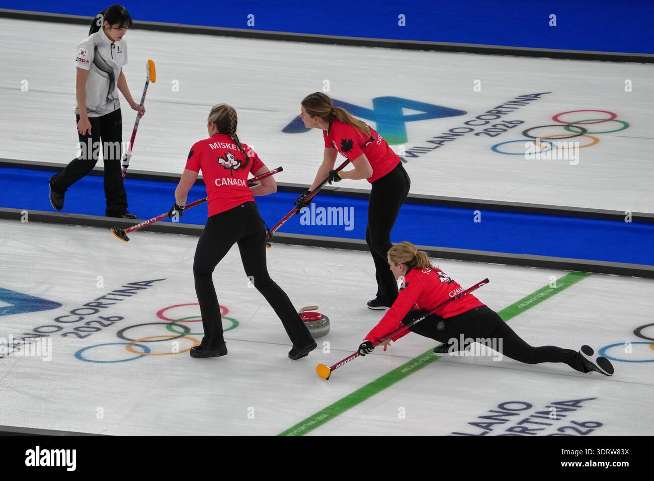 Canada's Sarah Wilkes, Tracy Fleury, and Emma Miskew in action during ...