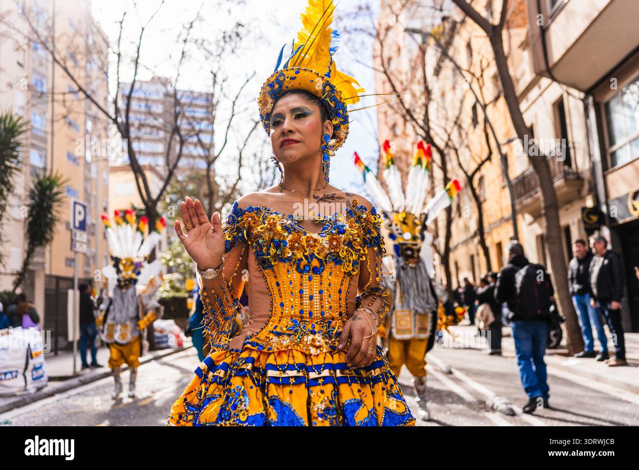 Barcelona, Spain - 15 february 2026: woman during traditional bolivian ...