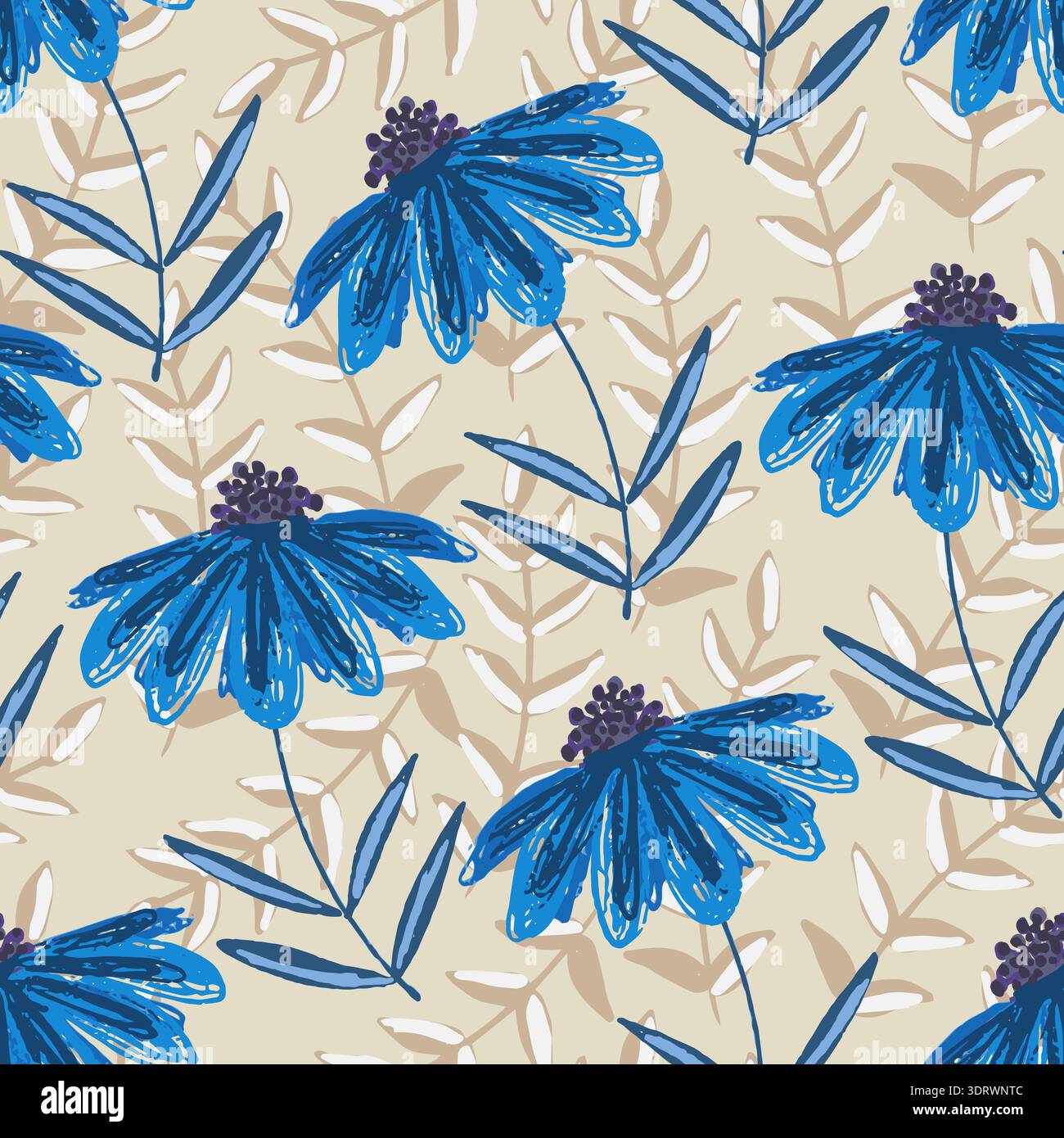 Doodle flower delicate pattern Stock Vector Images - Alamy