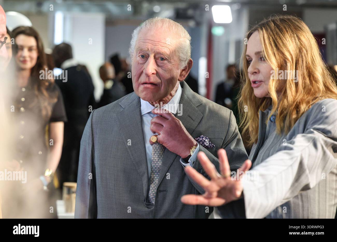 Britain's King Charles III and Stella McCartney view an exhibition ...