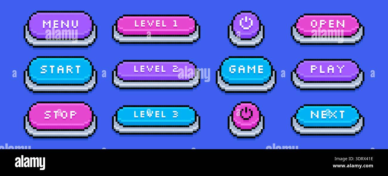 Colored pixel art play hi-res stock photography and images - Alamy