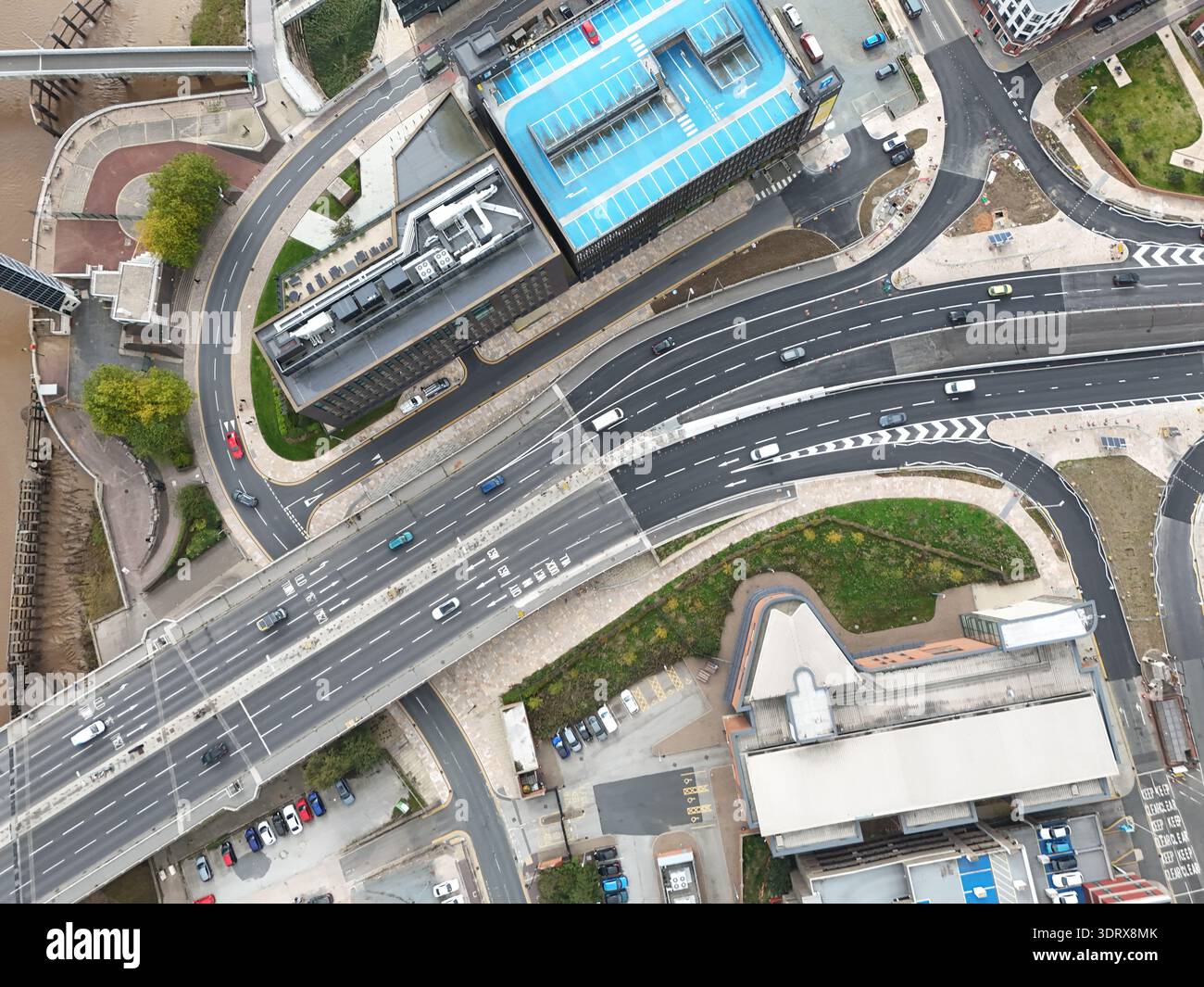 aerial view of A63 Castle Street dual carriageway road improvements ...