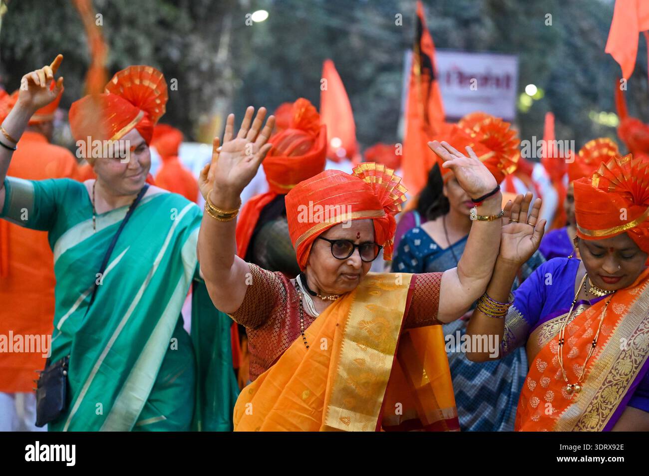 GURUGRAM, INDIA - FEBRUARY 19: Members of the Maharashtrian community ...