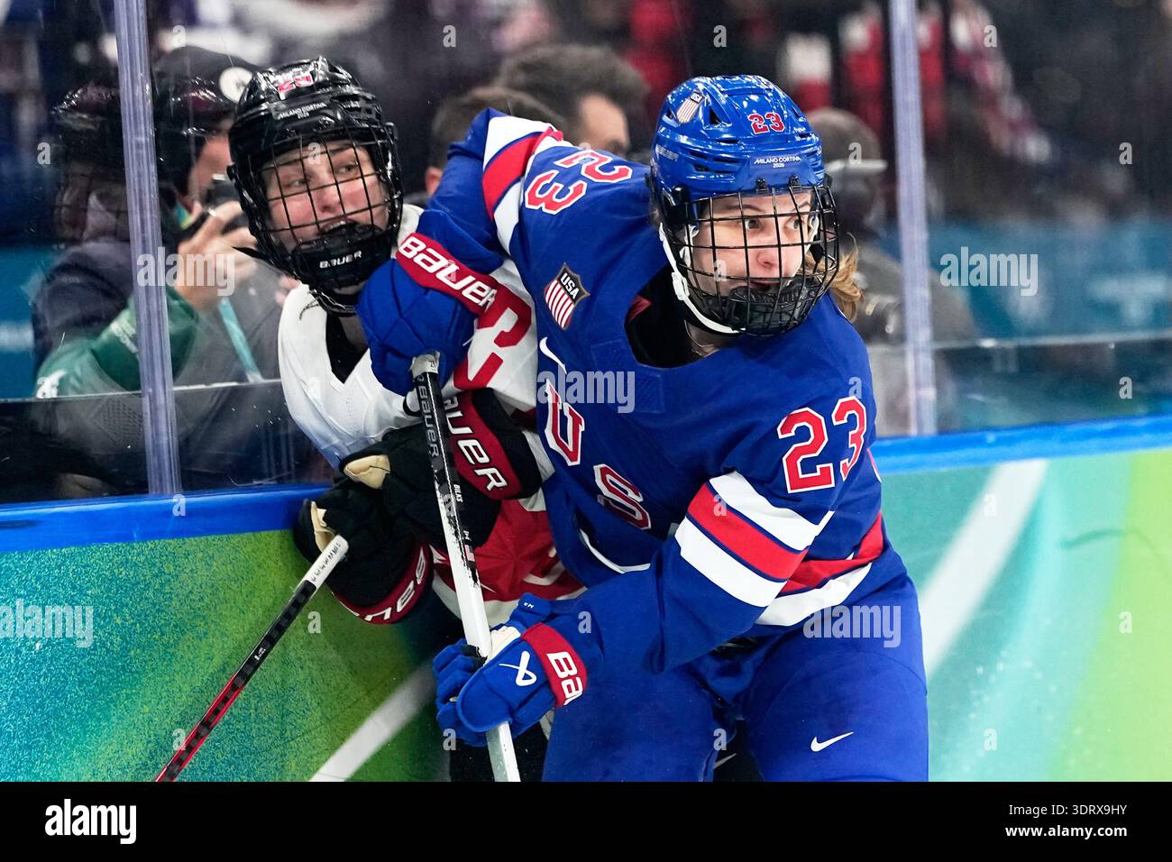 United States' Hannah Bilka (23) challenges with Canada's Marie-Philip ...