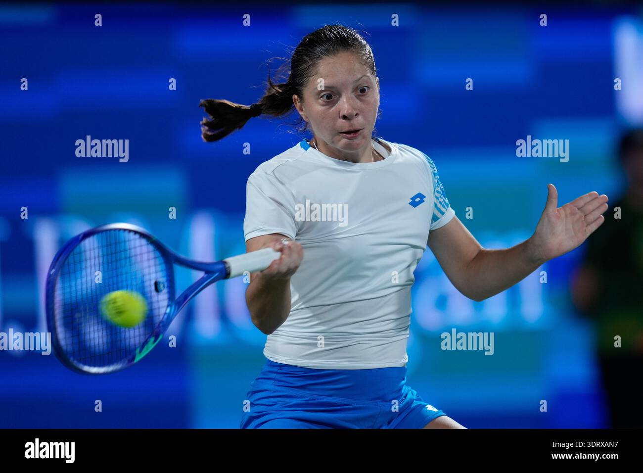 Croatia's Antonia Ruzic returns the ball to Elina Svitolina of Ukraine ...