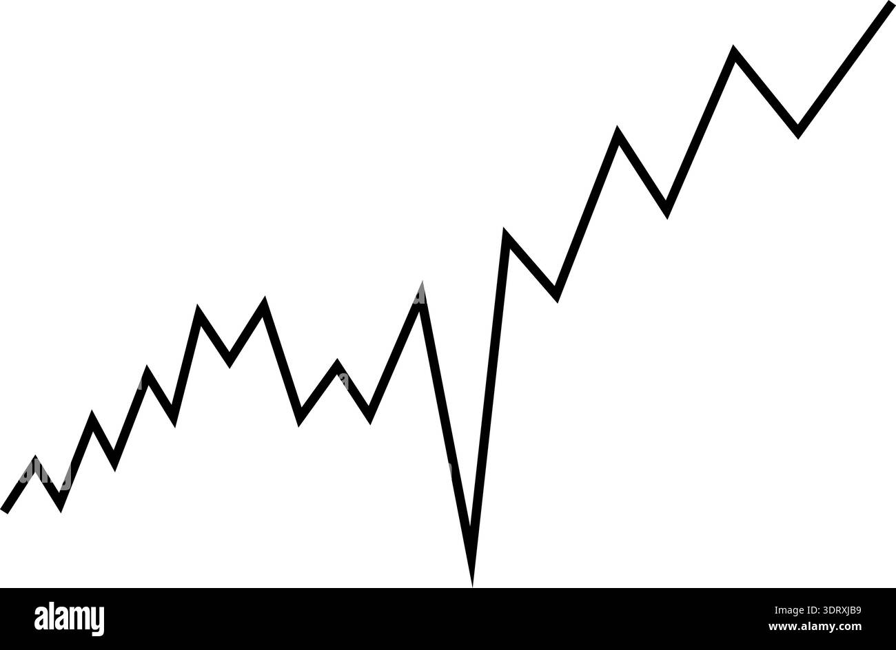 Black linear chart showing continuous data flow across a defined axis ...
