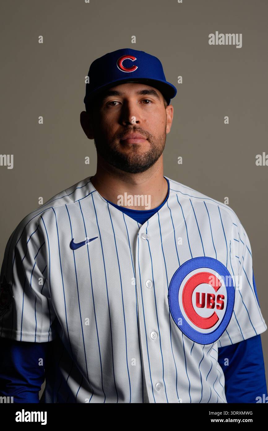 Chicago Cubs' Dylan Carlson is seen Tuesday, Feb. 17, 2026, in Mesa ...