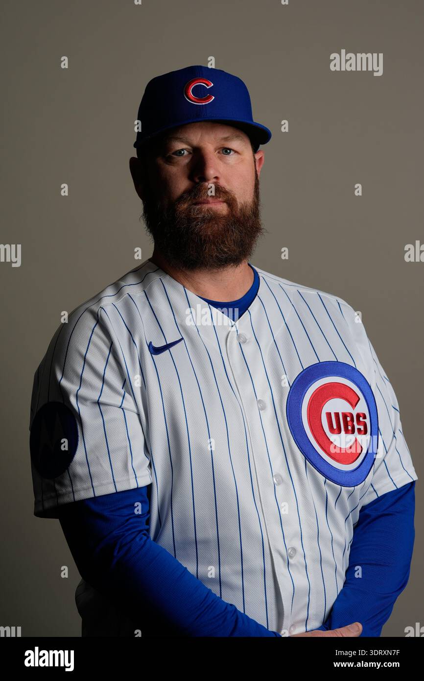 Chicago Cub's Dustin Kelly is seen Tuesday, Feb. 17, 2026, in Mesa ...