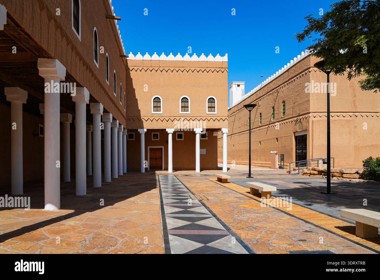 The grand courtyard and traditional Najdi columns of Murabba Palace ...