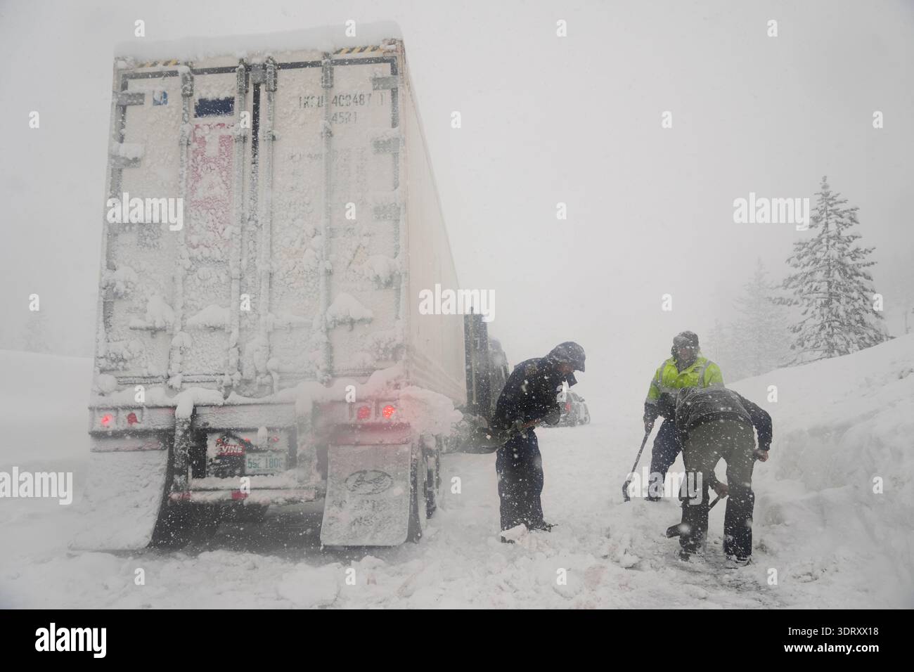 Snow is cleared along interstate 80 during a storm Thursday, Feb. 19 ...
