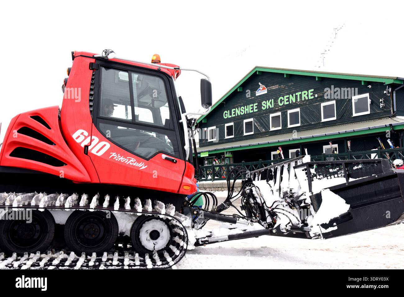 Glenshee, UK. 19 February 2026. A piste groomer at the Glenshee Ski ...