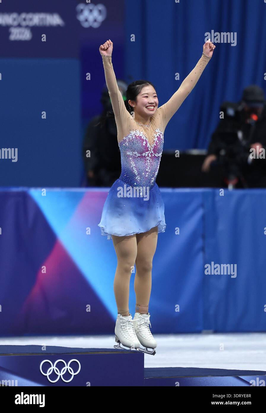 Japan's Kaori Sakamoto celebrates winning silver following the Women's ...