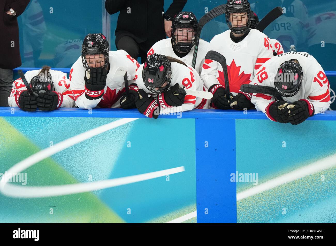 Canada is dejected after losing to USA during overtime of the women's ...