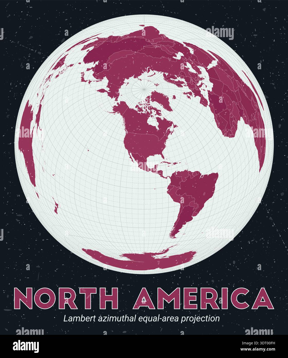 North America. World map with a Lambert azimuthal equal-area projection ...