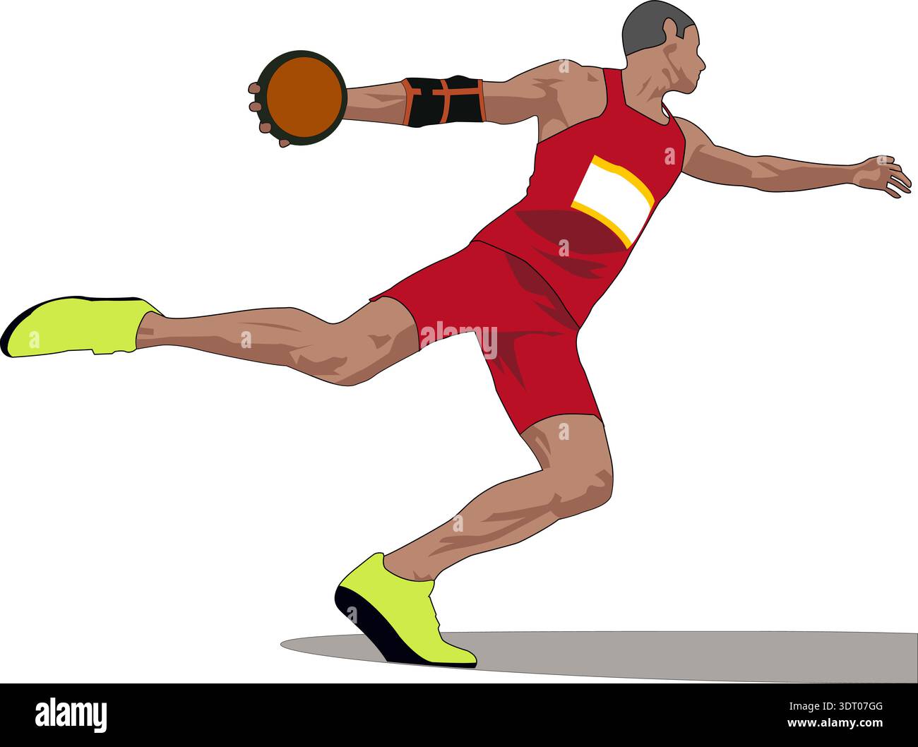 Male Discus Throw Athlete in Red Jersey Stock Vector Image & Art - Alamy