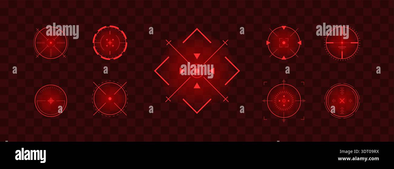 Crosshair Hud red. Futuristic sniper scope. Radar location and ...