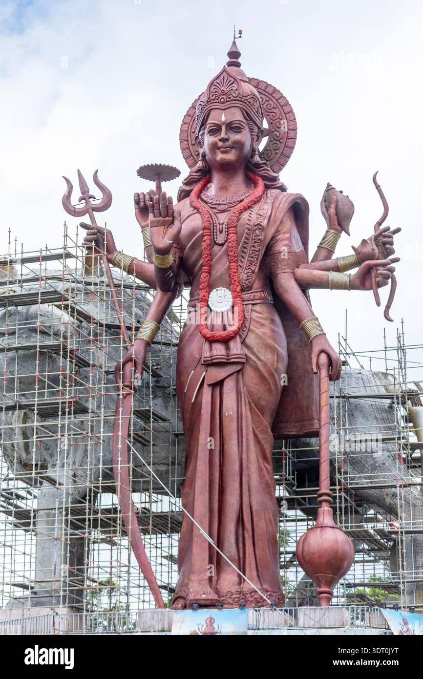 Massive copper statue of Hindu goddess Durga with multiple arms and ...