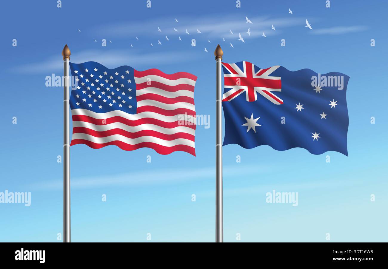 Usa australia table flags hi-res stock photography and images - Alamy