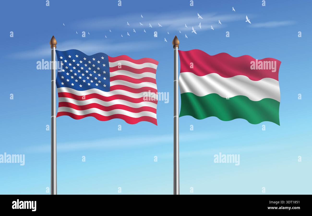 Usa hungary table flags hi-res stock photography and images - Alamy