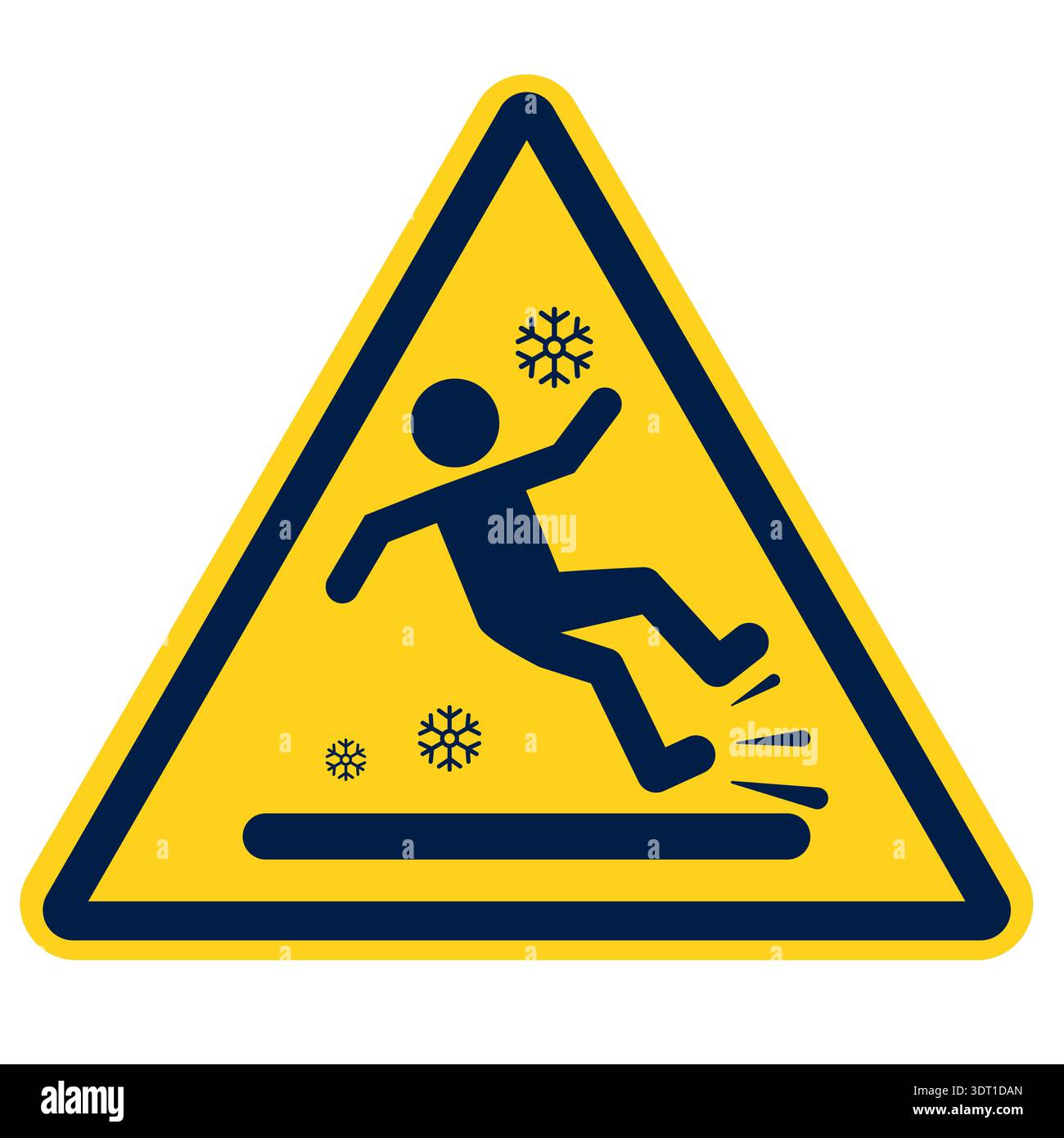 Ice slippery sign. Ice slip hazard warning. Caution sign for slippery ...