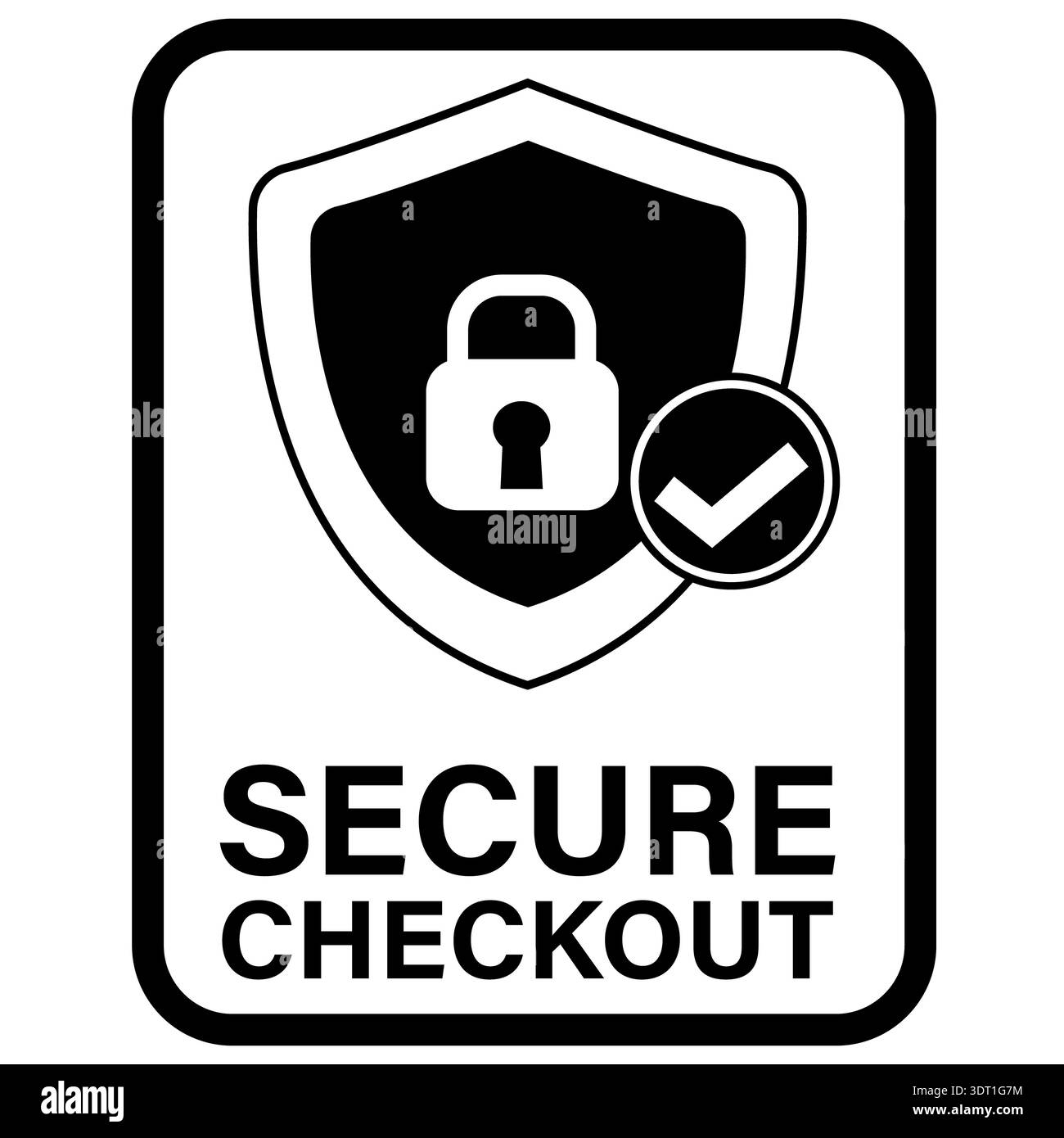 Secure checkout icon. Secure checkout highly sign. Banner label secure ...