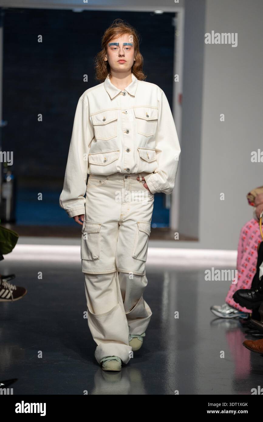 A model walks the runway at the Ksenia Schnaider Fashion show during ...