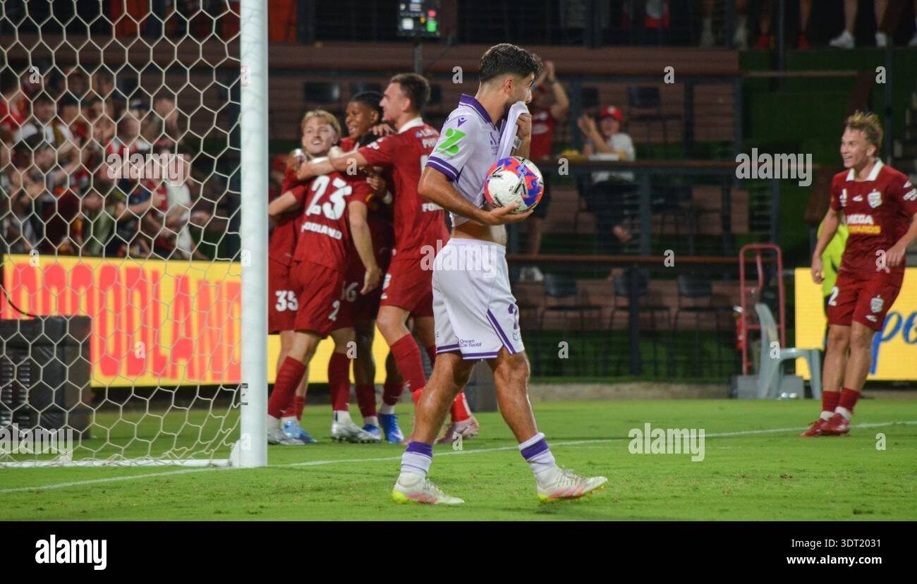 Adelaide, Australia, 20th Feb 2026. Perth Glory's Charbel Shamoon looks ...