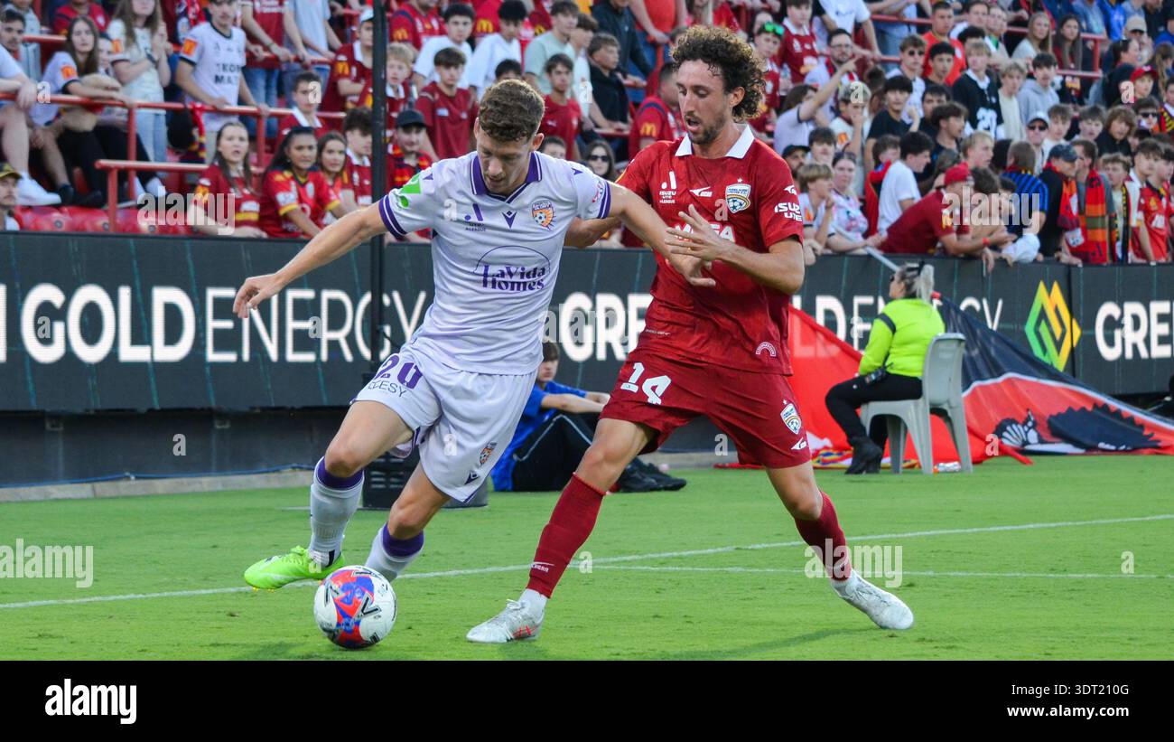 Adelaide, Australia, 20th Feb 2026. Adelaide United's Jay Barnett and ...