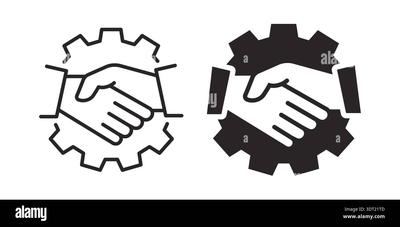 Handshake inside gear icon hi-res stock photography and images - Alamy