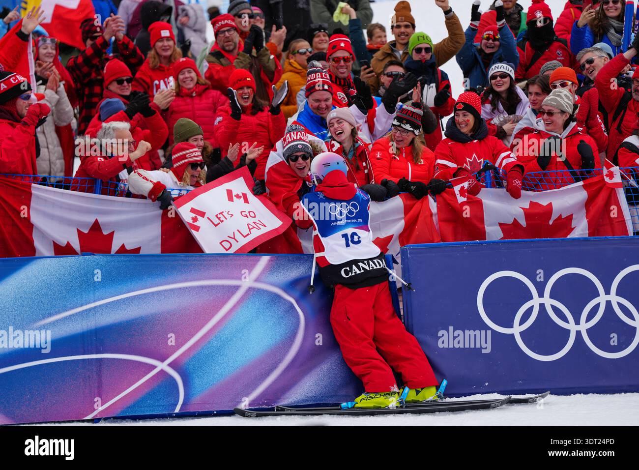 Canada's Dylan Marineau celebrates in the stands during the men's ...