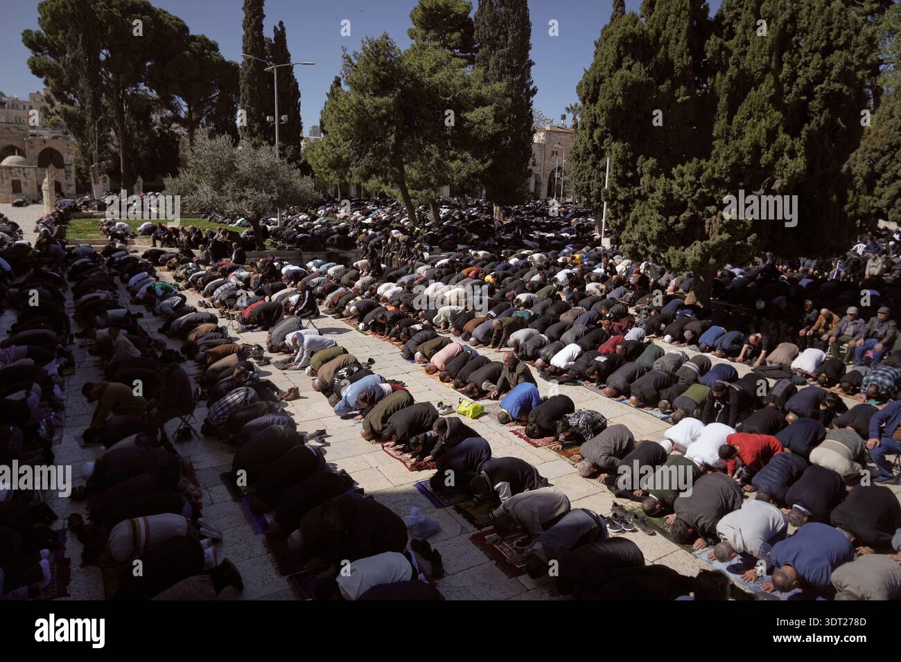 Muslim worshippers offer prayer on the first Friday of the holy month ...