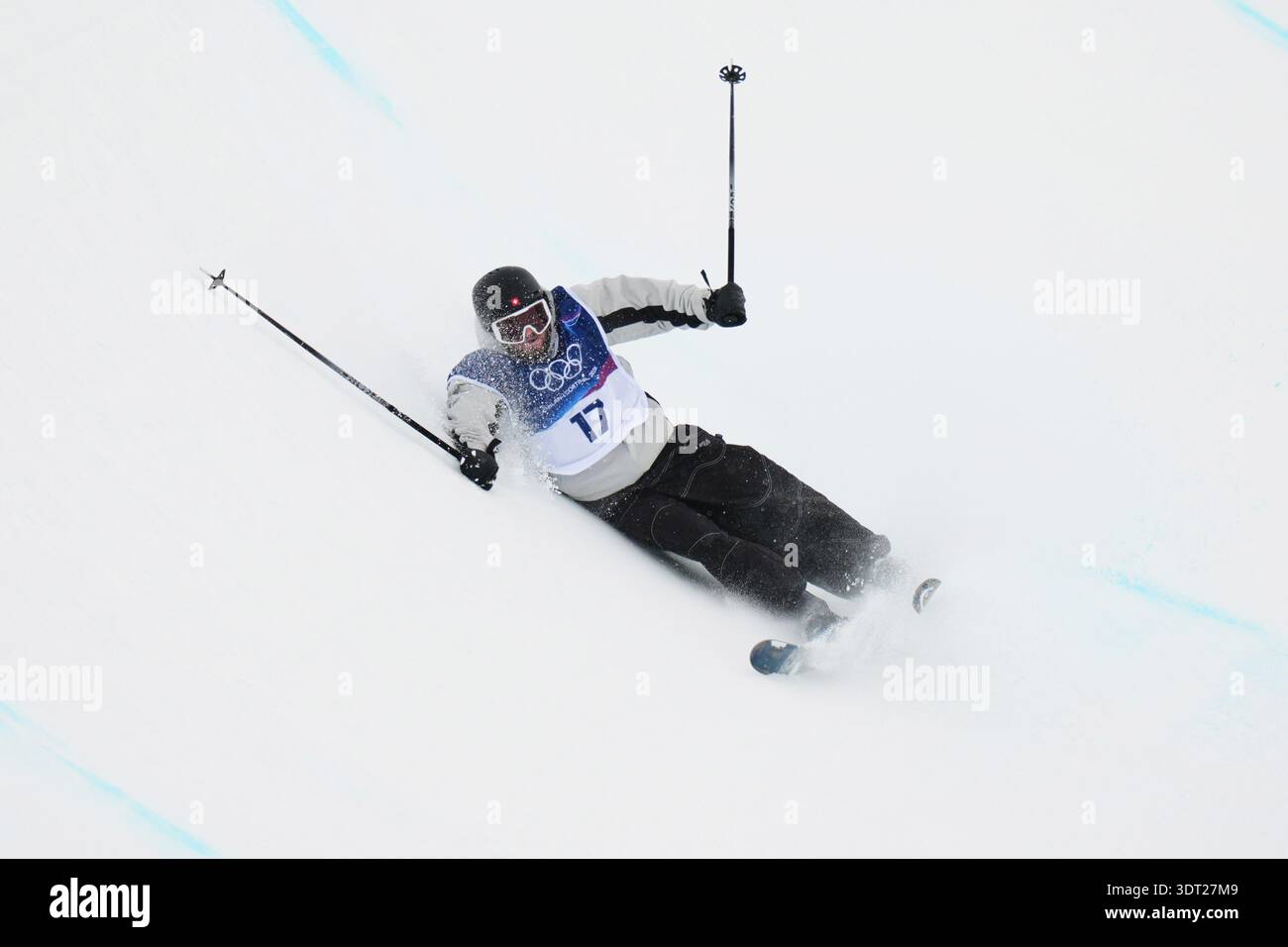 Switzerland's Robin Briguet crashes during the men's freestyle skiing ...