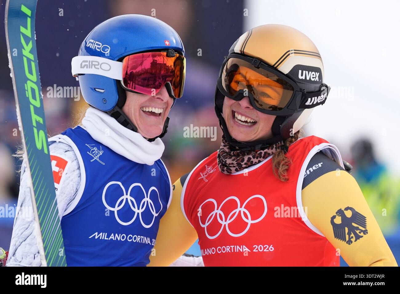 Silver medalist Switzerland's Fanny Smith (3), left, and gold medalist ...